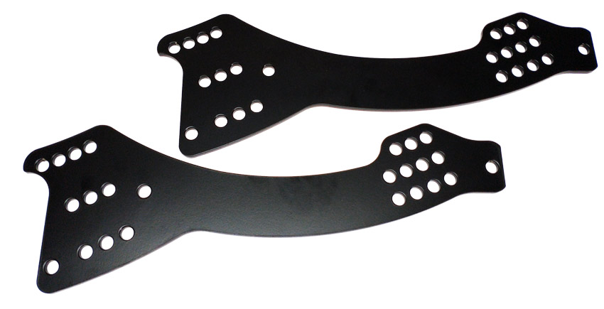 Brackets, 4 Bar, Adjustable, Left Rear, Black, Aluminum, Pair, LHorn ...
